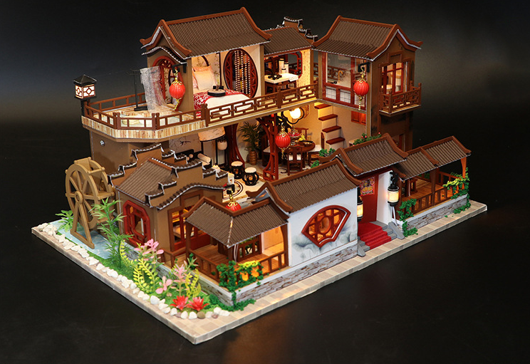 New DIY Miniature Wooden Dollhouse Chinese House Model Kits Handcrafted ...