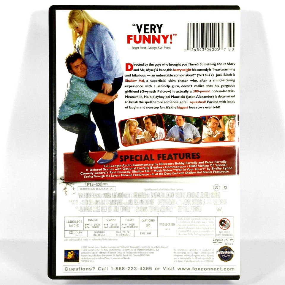 Shallow Hal (DVD, 2001, Widescreen) Like New ! Gwyneth Paltrow Jack ...