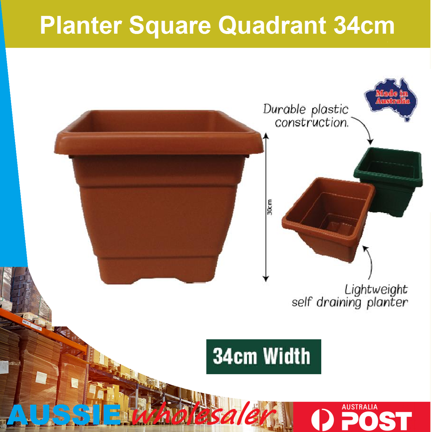 Planter Square Quadrant 34cm Pot Garden Octagon Flower Plastic Pots ...