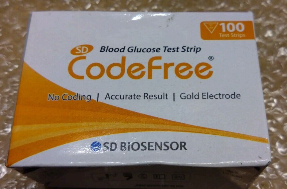 100 Strips SD Codefree Blood Glucose Monitor Monitoring Test DATED 05/ ...