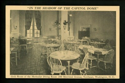 Restaurant postcard Washington DC, Methodist Dining Room interior ...