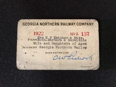 Vintage 1922 Georgia Northern Railway Company Entire Line Pass | eBay