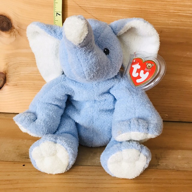 Ty Pluffies Baby Winks Blue Elephant Stuffed Animal Toy Lovey Soft Eyes ...