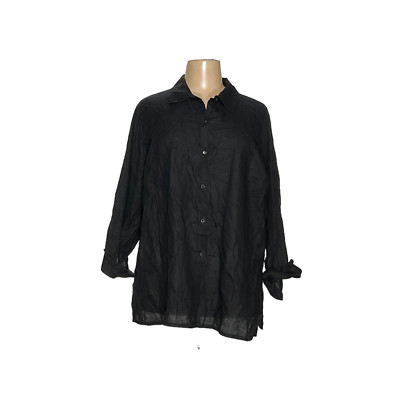 Eileen Fisher Black Linen Button-Up Top | eBay
