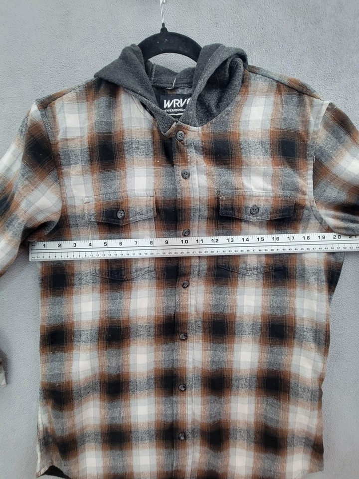 WRV Waveridingvehicles Shirt Mens Medium Plaid Hooded Flannel Button Up ...