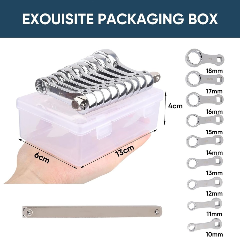 3/8 in. Drive Torque Adapter Set, 12-Point Box End, SAE, 9-Piece ...