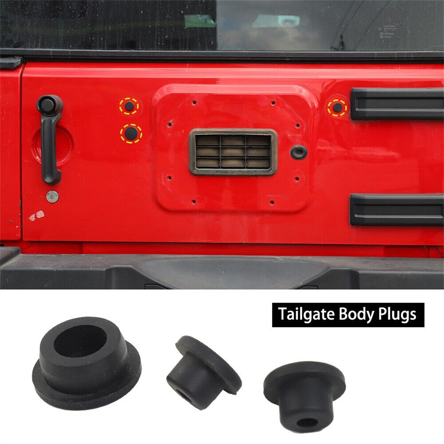 3-PACK Black Tailgate Rubber Plugs for Jeep Wrangler JK JL 2007-2023 ...