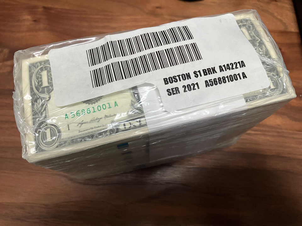 One Stack 2021 ONE DOLLAR $1 Notes CRISP UNCIRCULATED from BEP BRICK ...