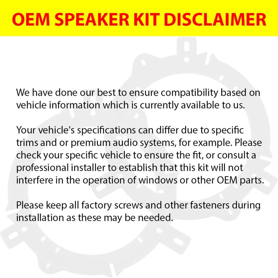 KICKER DSC6504 6.5" OEM SPEAKER REPLACEMENT FULL KIT FOR SUBARU IMPREZA 2017-20 | eBay