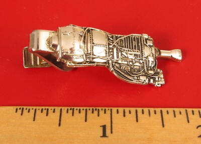 VINTAGE T64 SILVER TONE TIE BAR CLIP ROCKET ENGINE SPACE APOLLO ...