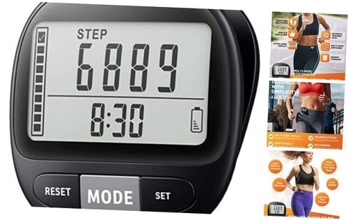3D Pedometer for Walking with Clip and Strap, Walking Distance Miles ...