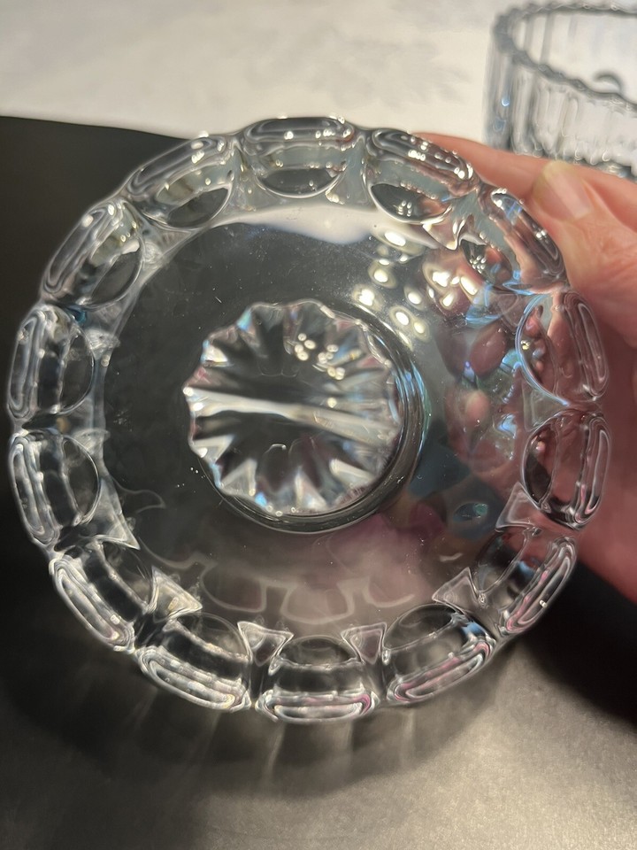 Vintage Thumb Print Round Glass Lidded Pumpkin Shaped Candy Bowl Dish ...