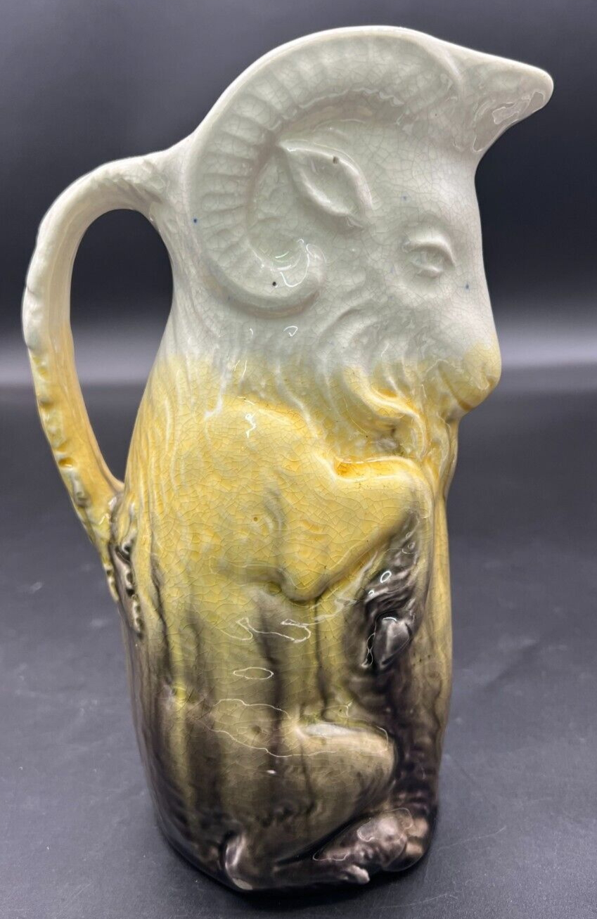 Antique Majolica Ram Mountain Goat Pitcher 8 1/4" | eBay