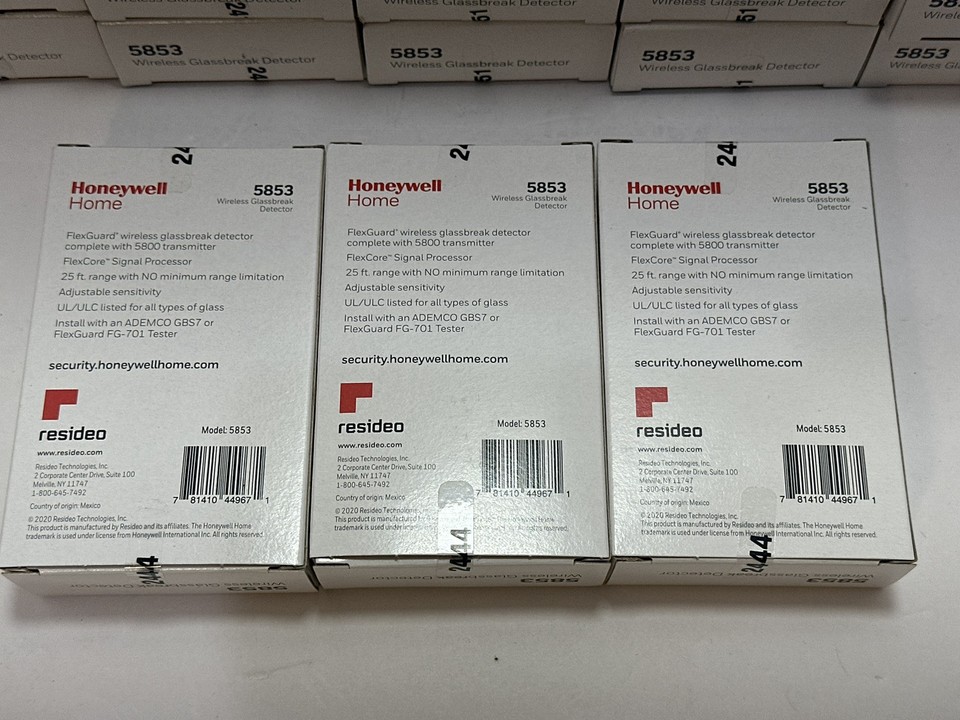 Lot of 3 Brand New Honeywell 5853 Wireless Glass Break Sensor Ademco ...