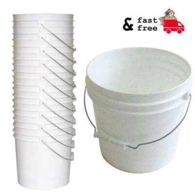 10-Pack 1 Gallon Plastic Pails Heavy Duty White Small Paint Buckets ...