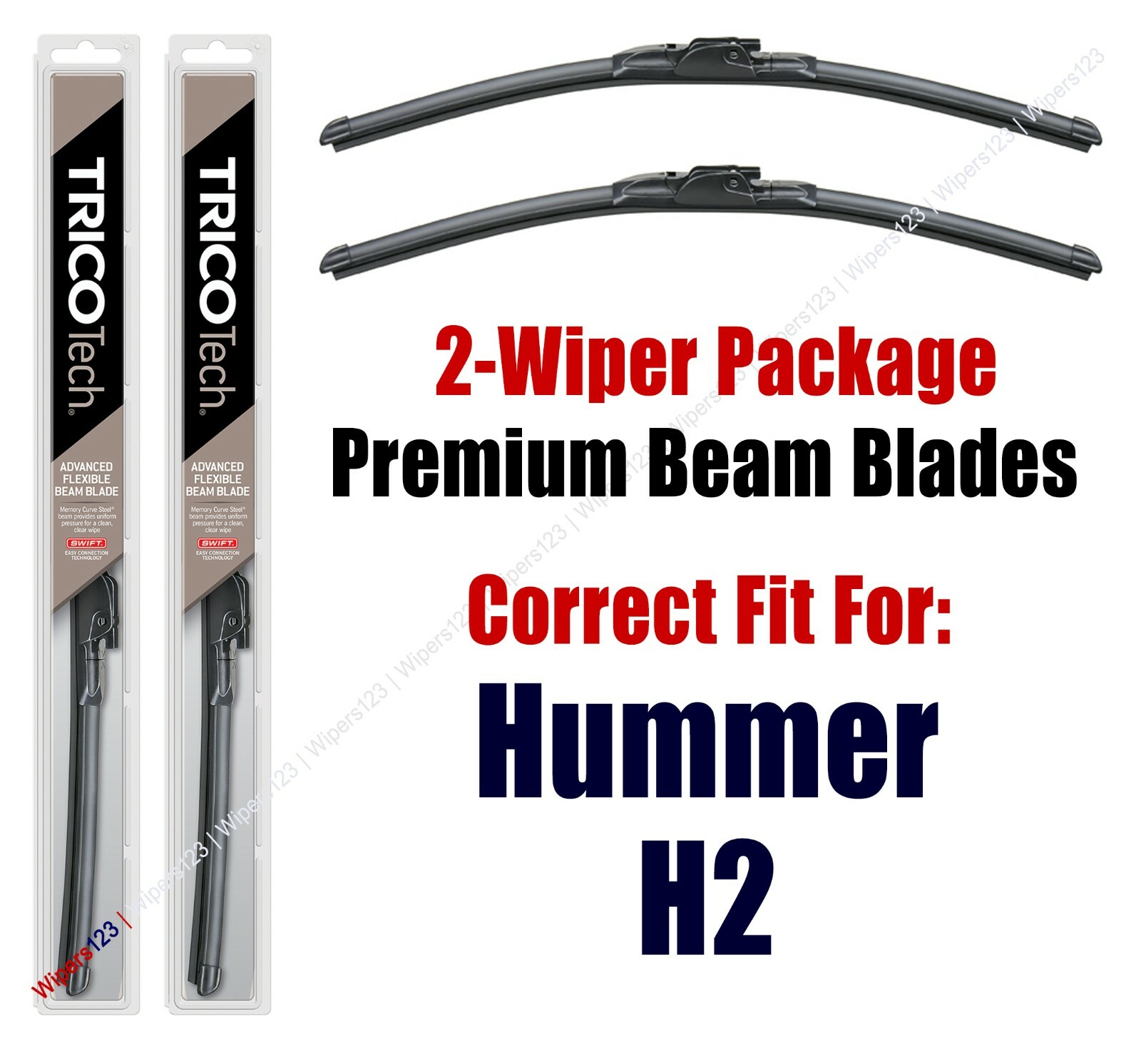 Wipers 2 Pack Premium Wiper Beam Blades - fit 2003-2009 Hummer H2 ...