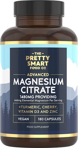 Pretty Smart Food Co Magnesium Citrate Complex – 180 Vegan Capsules ...