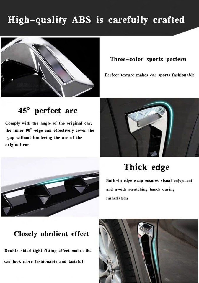 2X SIDE WING FENDER TRIMS SILVER AIR FLOW VENTS FOR 2014-2018 BMW X5 ...