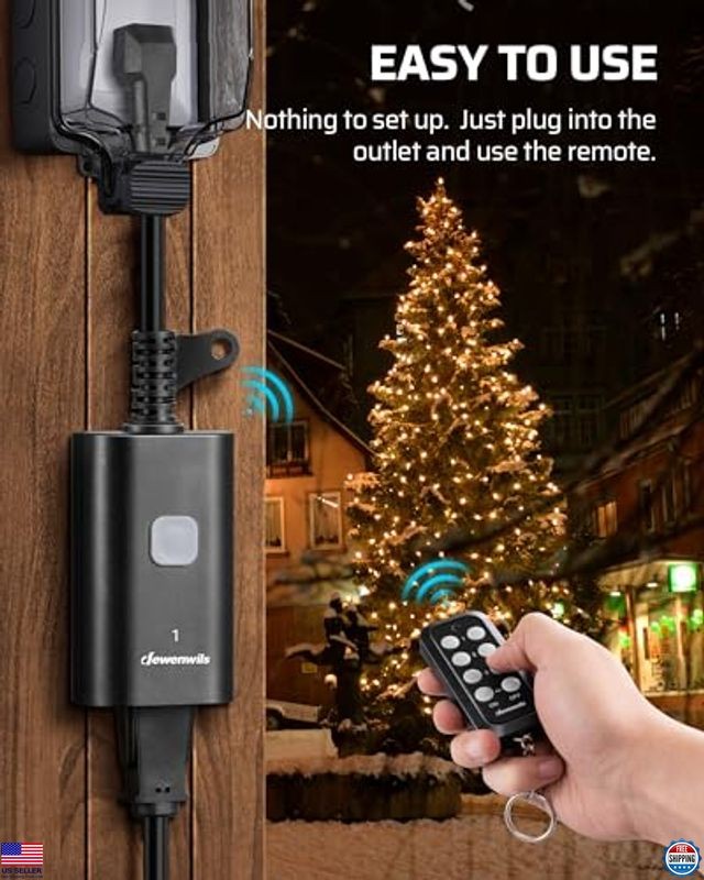 Outdoor Remote Control Outlet 15A, 100FT Range, Weatherproof, 3 Outlets ...