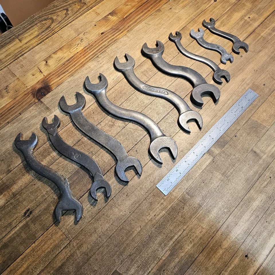 Curved WRENCH Lot • Antique Wrenches Size Set RARE Old Tools ☆USA | eBay