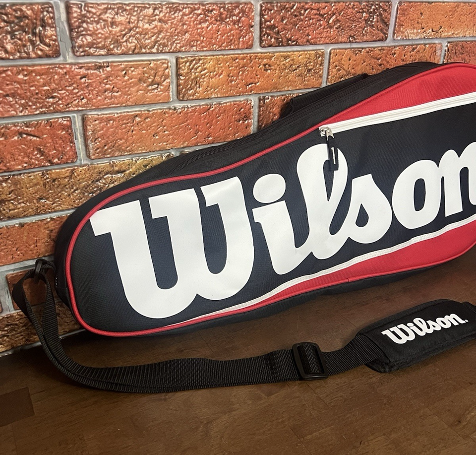 Wilson Black Red White Tennis Racquet Bag w/ Adjustable Strap ...