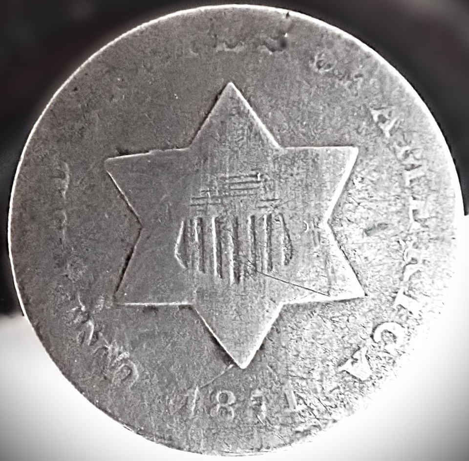 1851 US Phila Mint Silver Type 1 Trime🪙No Outlines to Star🪙3 Cents🪙 | eBay