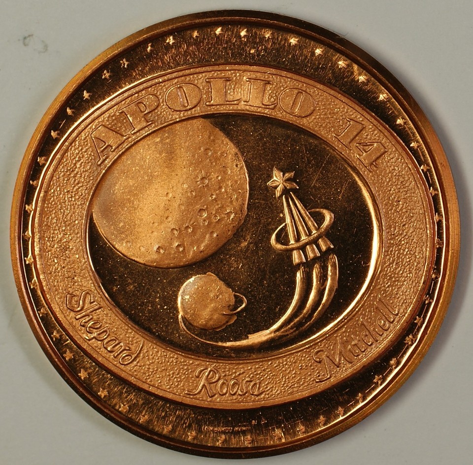 Apollo 14 Bronze Medal Third Moonwalk Mitchell Shepard Roosa | eBay