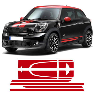 Red Racing Hood Side Trunk Sticker Stripe Kit For Mini Paceman R61 2013 ...