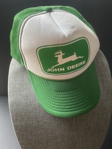 Vintage John Deere Hat Cap Snapback Trucker Mesh Foam 70s Tractor Green White | eBay