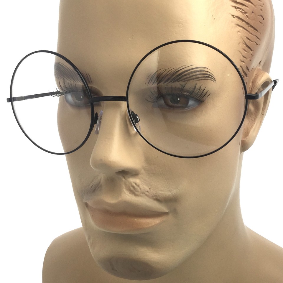 Large Oversized Big Round Metal Frame Clear Lens Round Circle Eye ...