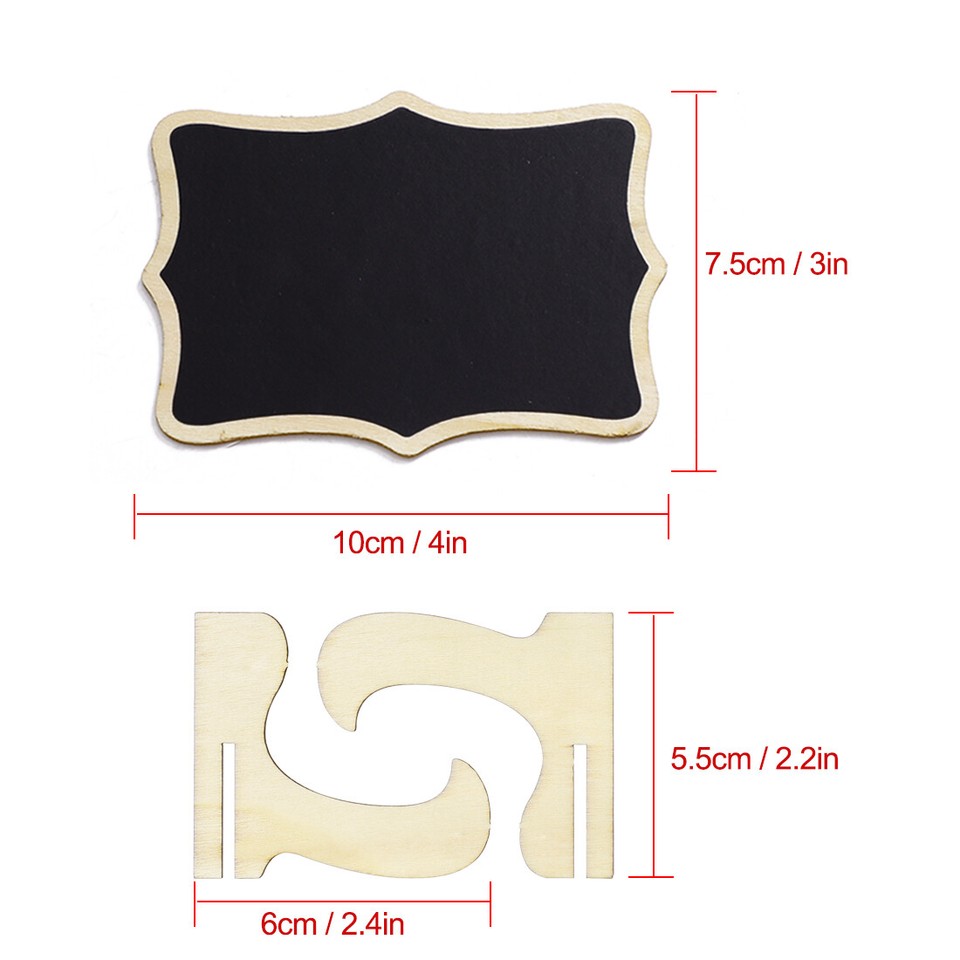 8pcs Wood Mini Chalkboard Signs Tags with Base Stands for Message Board ...
