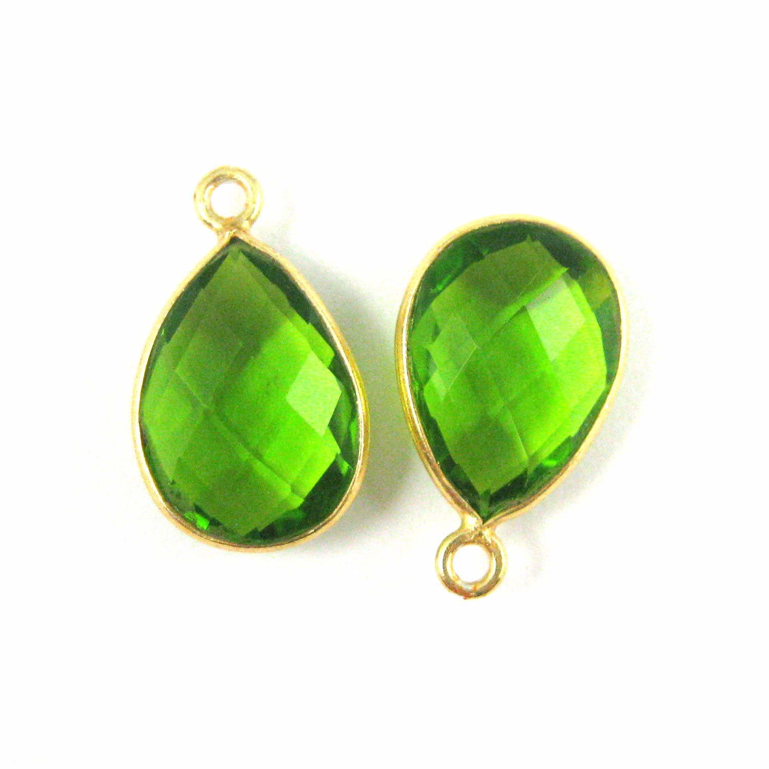 Gemstone Pendant - Gold plated Bezel Gem-Small Teardrop Gem- 10x14mm (2 ...