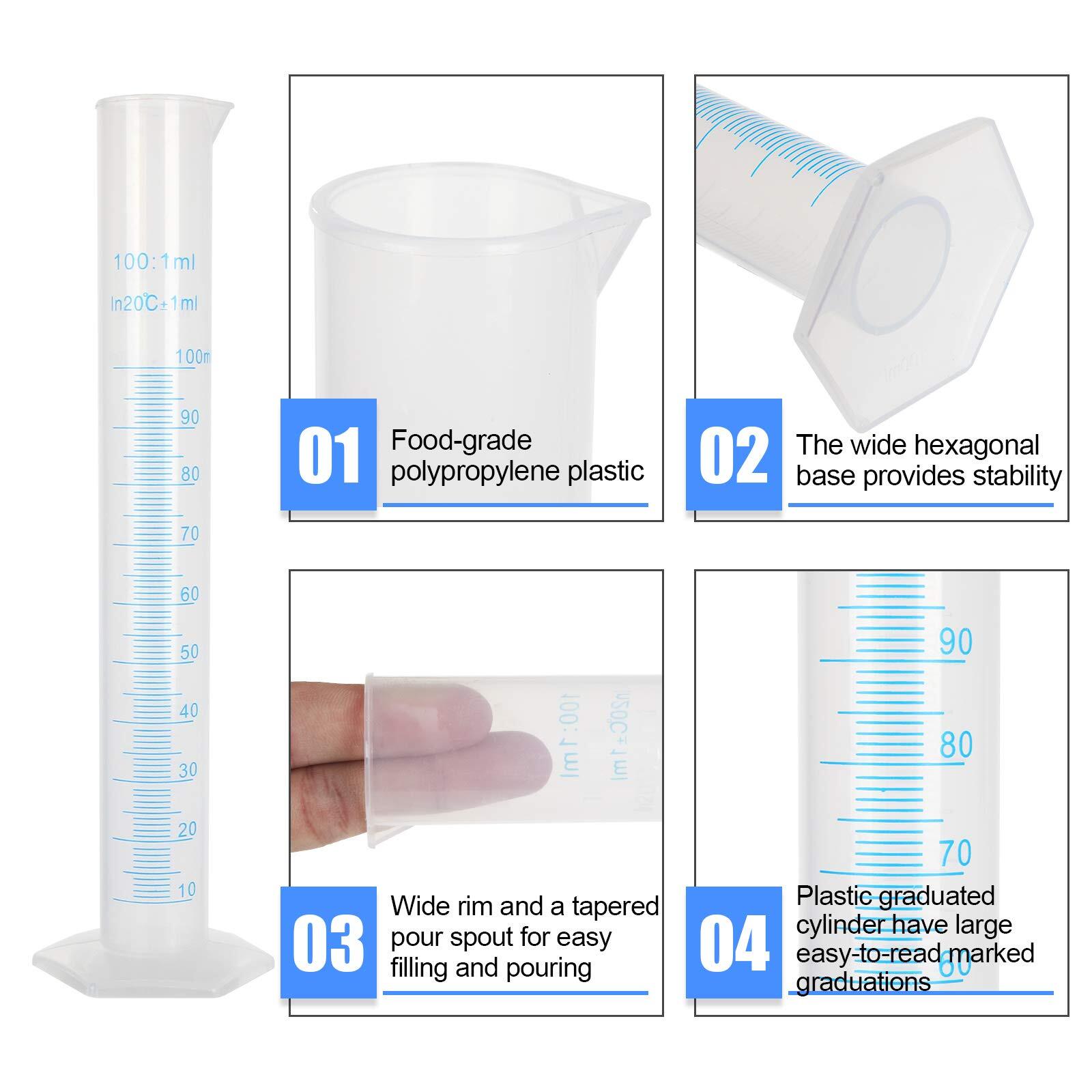 10ml-500ml Plastic Measuring Cylinder Graduated Cylinders Lab Supplies ...