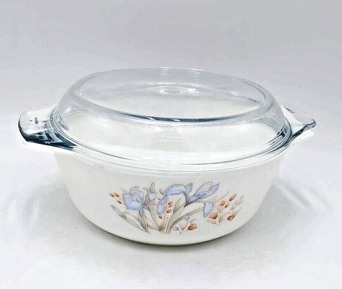 PYREX England Blue Iris Casserole Dish With PYREX Corning Glass Lid 8 ...