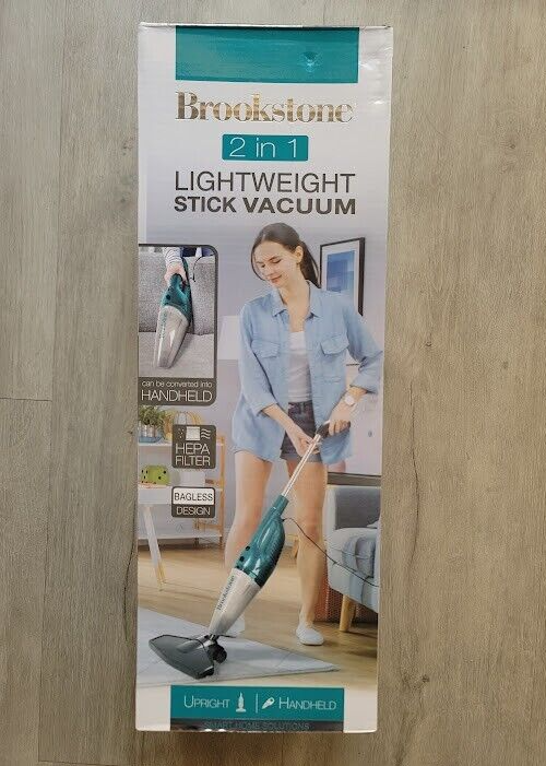 Brookstone 2 in 1 Lightweight Stick Vacuum Hepa Filter Bagless Handheld ...