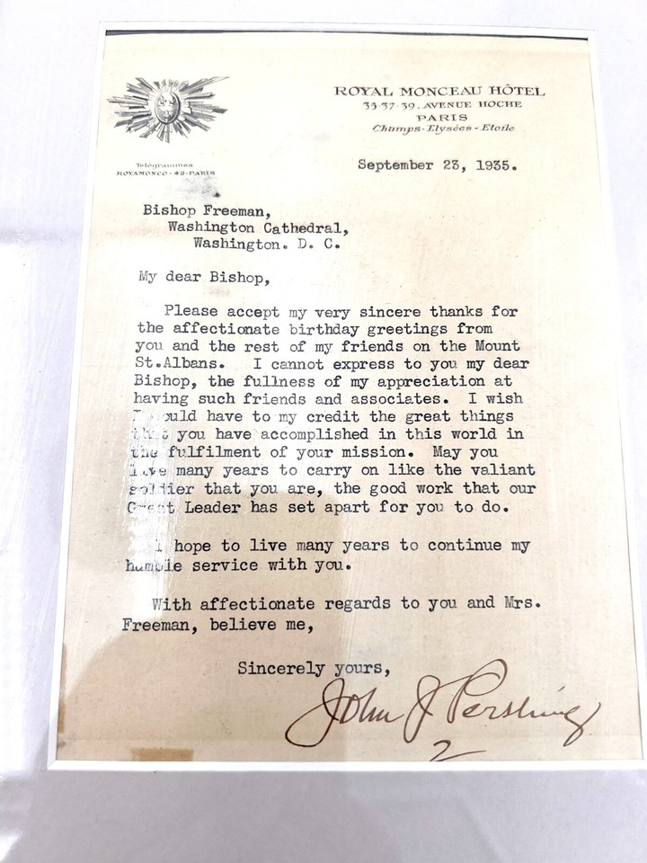 John J Pershing Autographed Letter - WW1 Commander Of American Forces ...