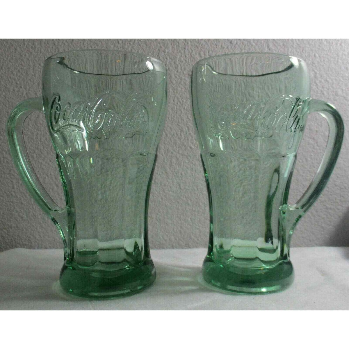 Heavy Green Coke Glasses 16 Oz Libbey Glassware Green Coca Cola Flared