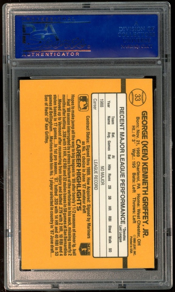 1989 Donruss #33 Ken Griffey Jr. RC PSA 10 | eBay