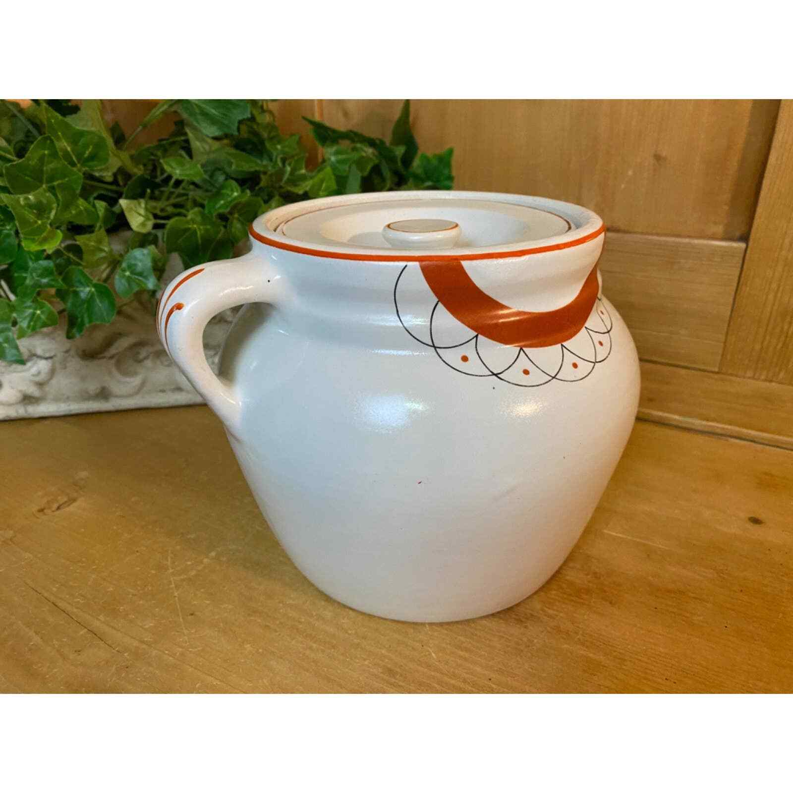 Vintage Hall China One-Handled Bean Pot with Lid | Eggshell Buffet ...