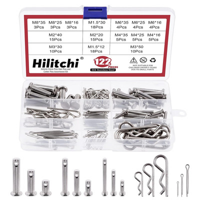 122Pcs 304 Stainless Steel Clevis Pin and Clips Assortment Kit ...