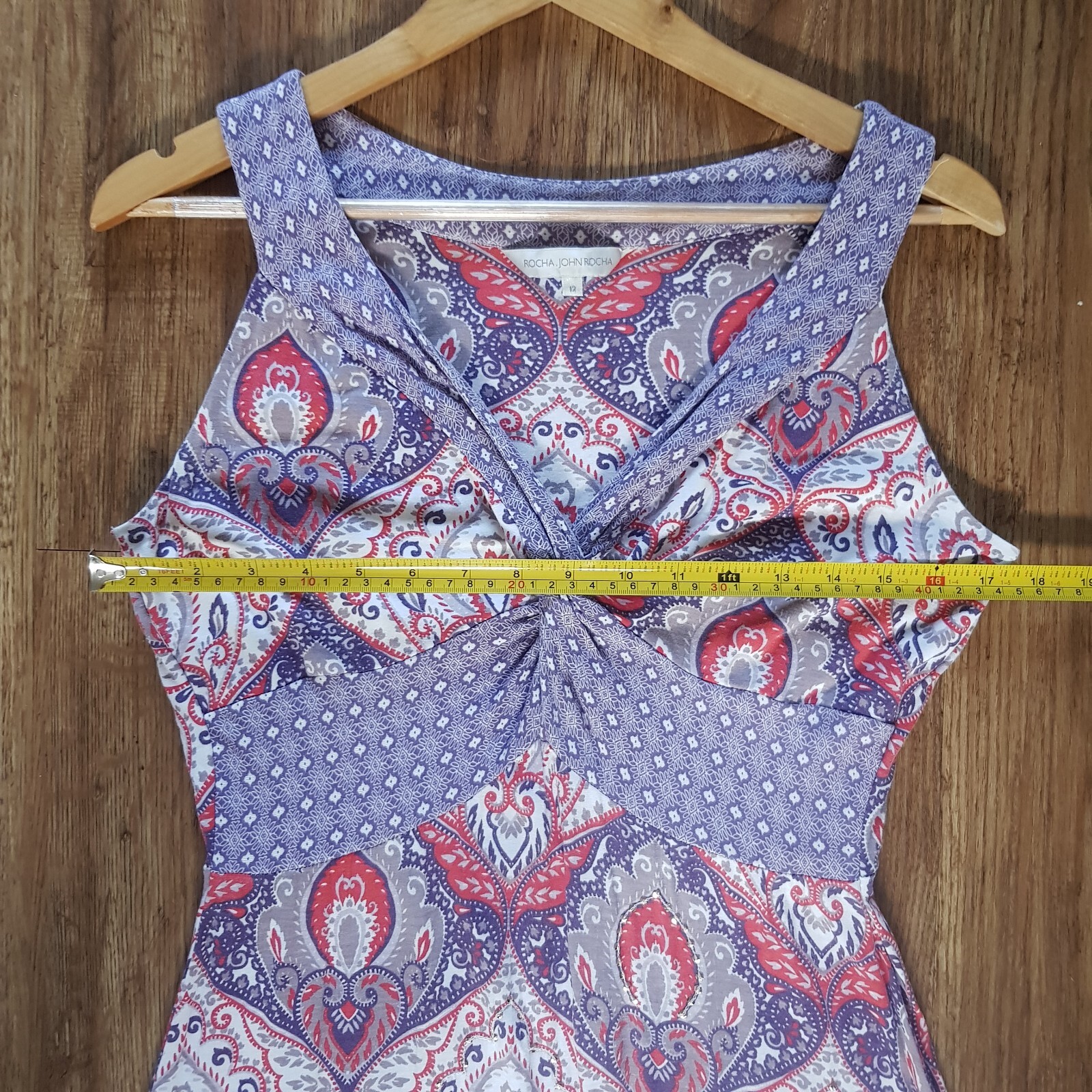 Rocha John Rocha UK 12 Purple Mix Sleeveless Stretchy Maxi Dress Good ...