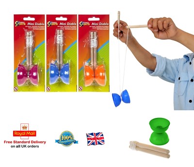 3 x Mini Diablo Juggling Set Traditional Skill Game Toy Kids Diabolo ...