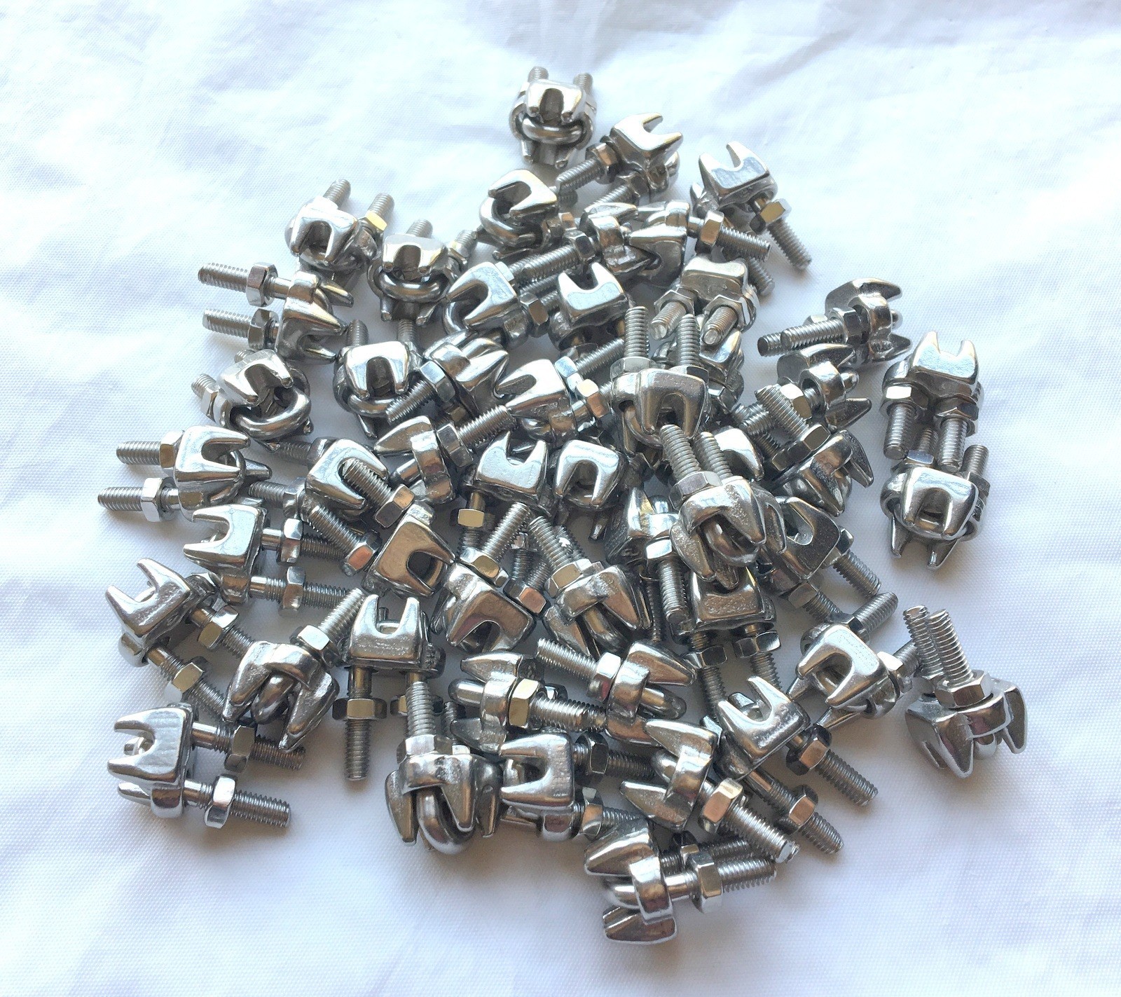 10pcs STAINLESS STEEL 3mm WIRE ROPE GRIP CLIP CABLE CLAMP FASTENER 3 ...