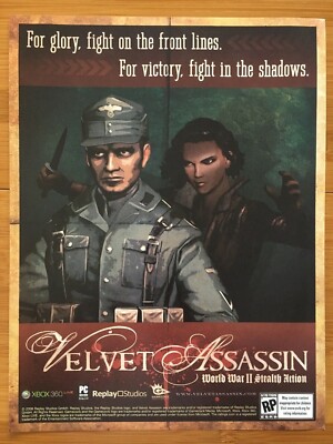 Velvet Assassin Xbox 360 PC 2009 Vintage Poster Ad Art WWII Violette ...