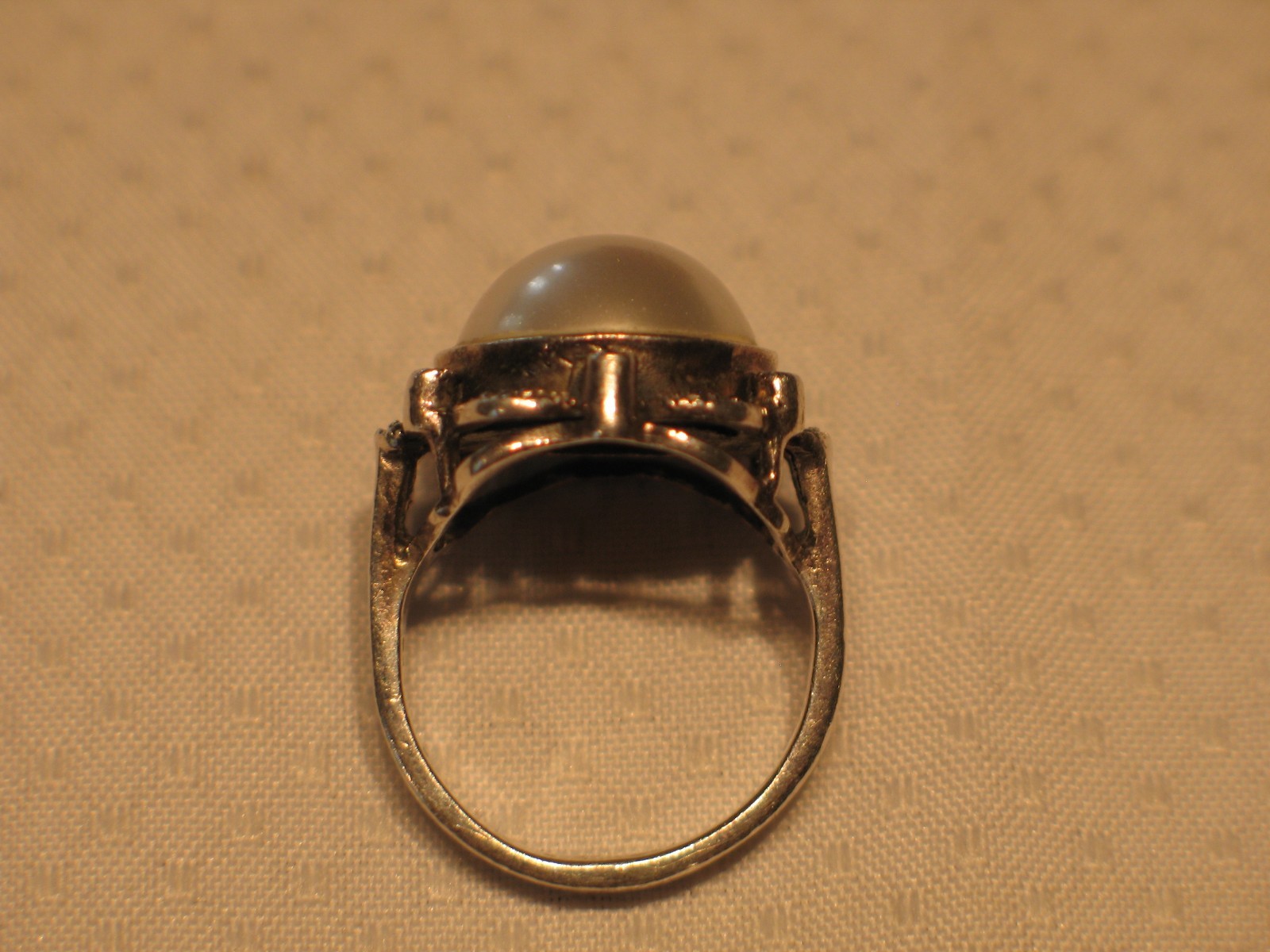 Sterling Silver Mabe Pearl Marcasite Ring by Marsala Manufacturing Size ...