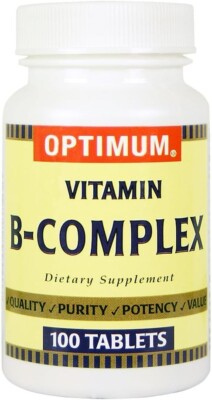 Optimum Vitamin B-Complex Supplement, 100 Tablets 043292555407VL | eBay