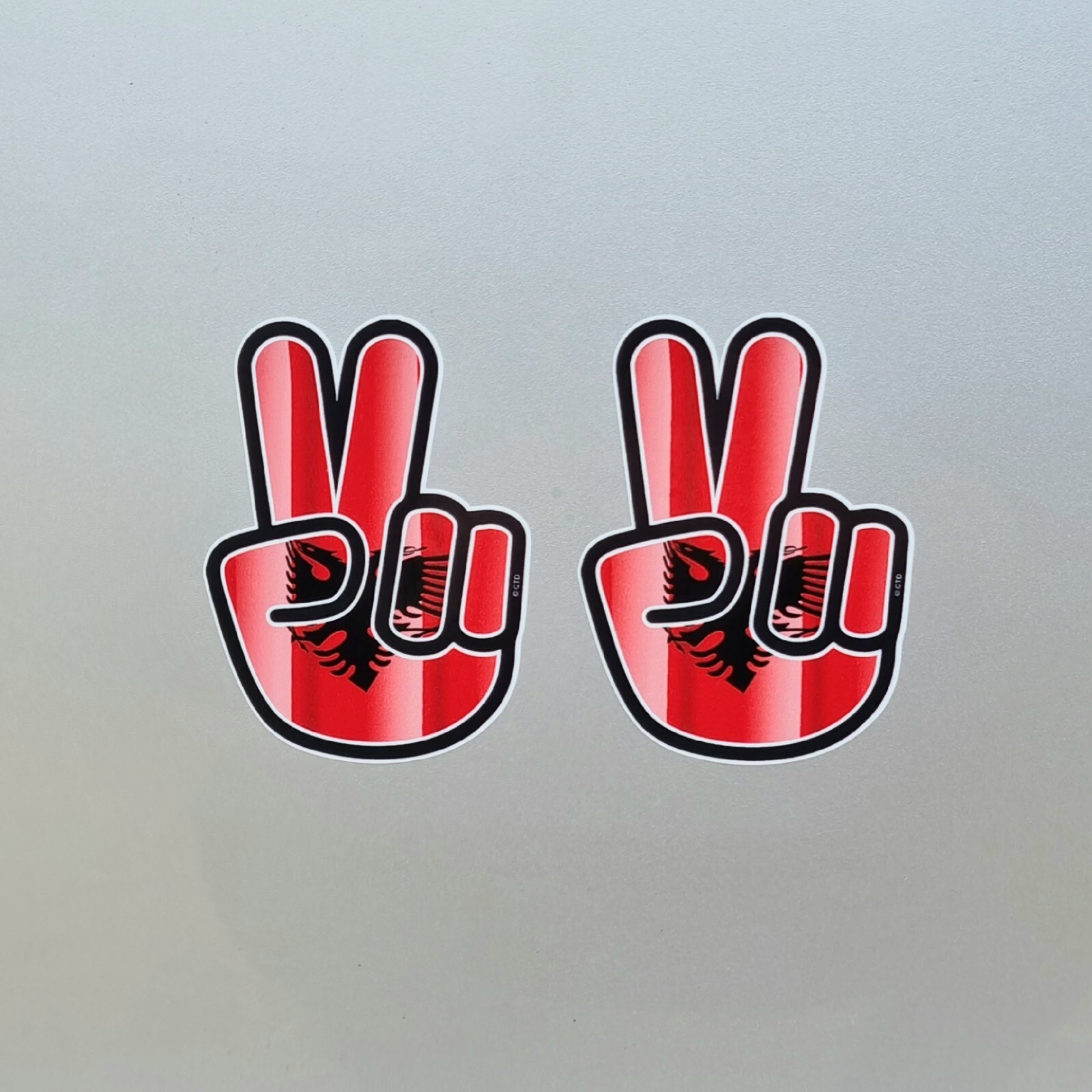 2x Albania Albanian Flag Peace Hand Vinyl Sticker Decal For Car Van ...