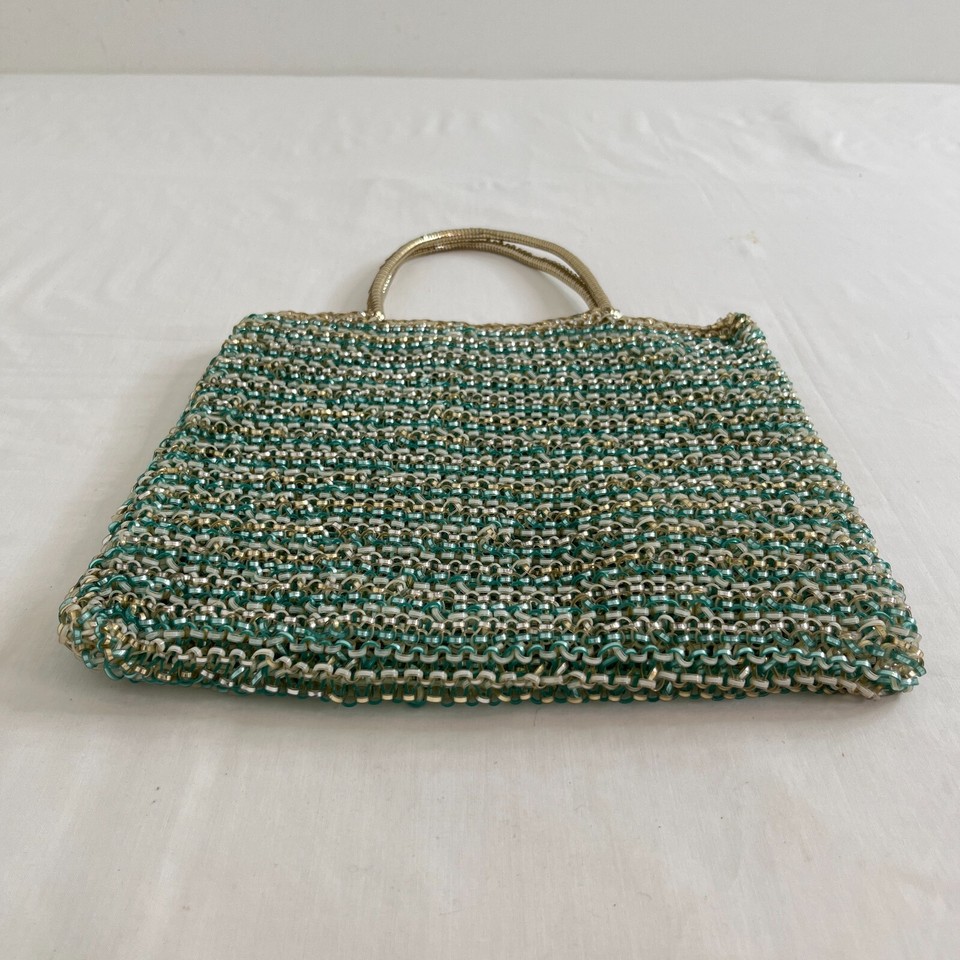 ANTEPRIMA Tote Bag Handbag Blue Gold White Mesh PVC Wire Square | eBay