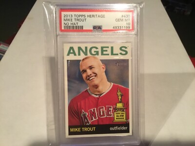 2013 Topps Heritage Mike Trout Rookie Trophy No Hat Version PSA 10 Gem ...