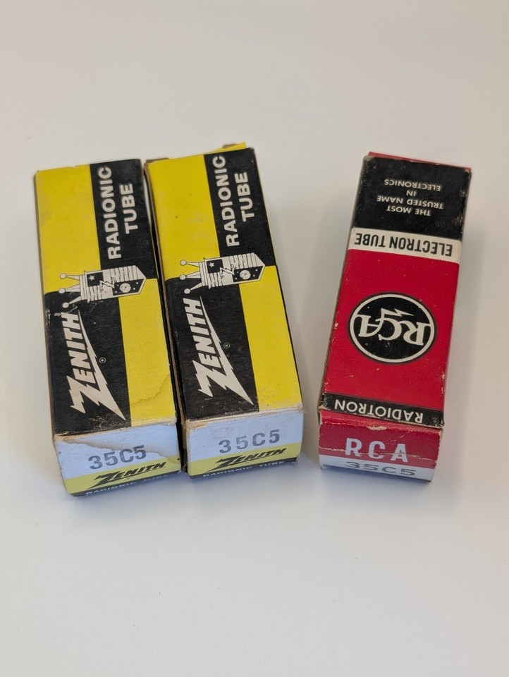 Vintage Monkey Grip Tin + RCA Radiotron & Zenith 35C5 Electron Tubes ...
